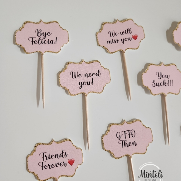 Handmade | Party Supplies | Friend Goodbye Cupcake Toppers Party Decor ...